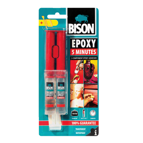 BISON EPOXY Εποξική κόλλα - 5' λεπτά πολύ γρήγορη δύο στοιχείων 24ml